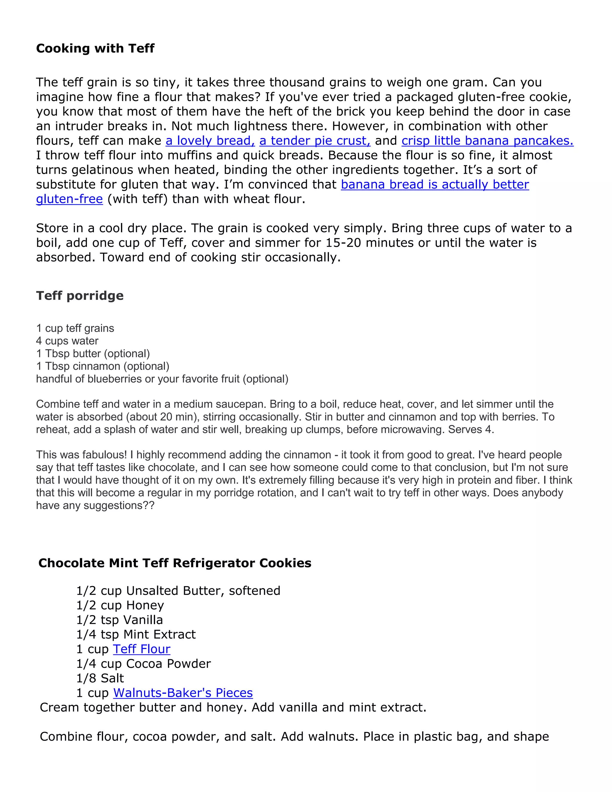 Cooking With Teff | DOCX