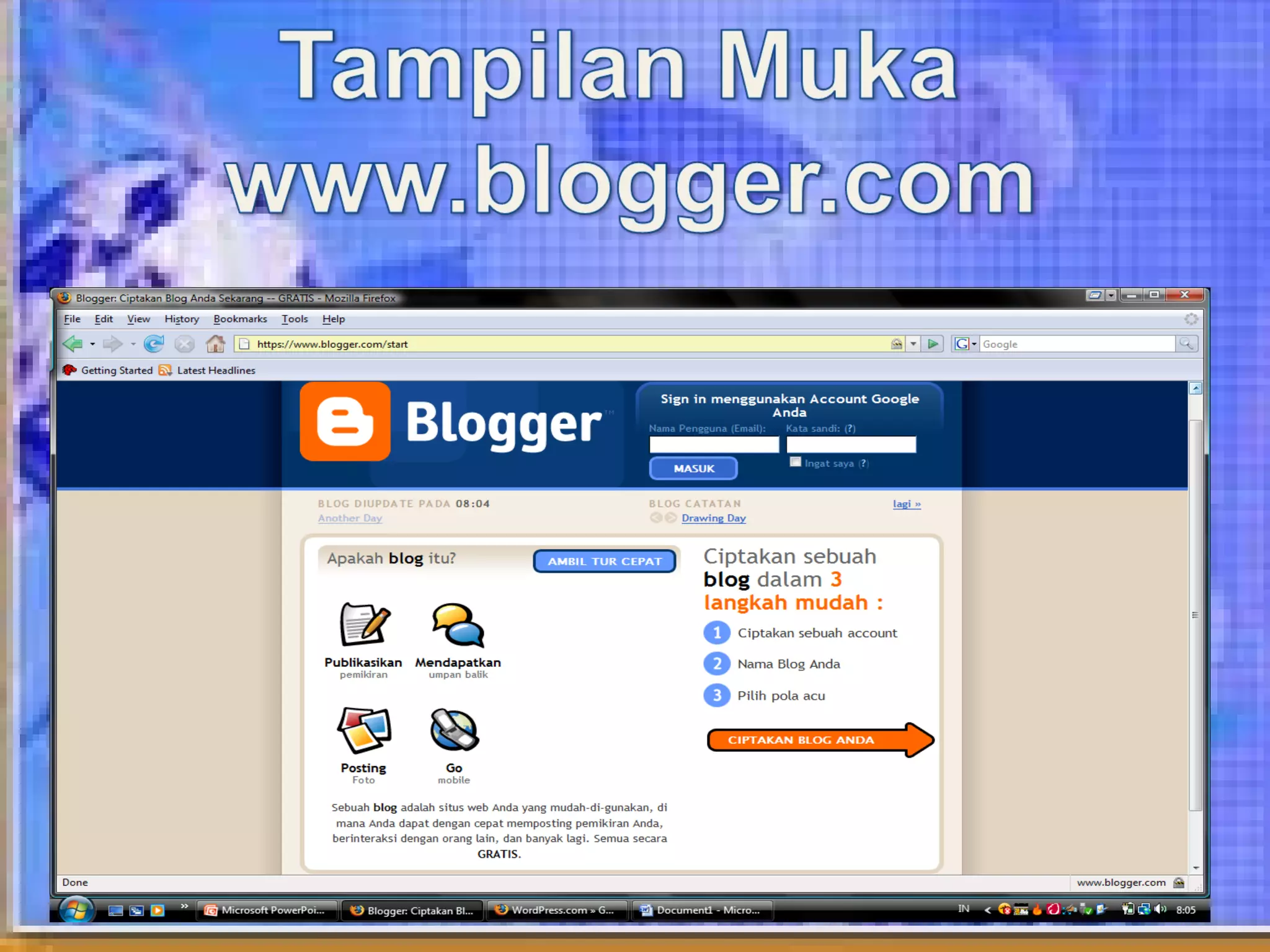 CARA MEMBUAT BLOG | PPT