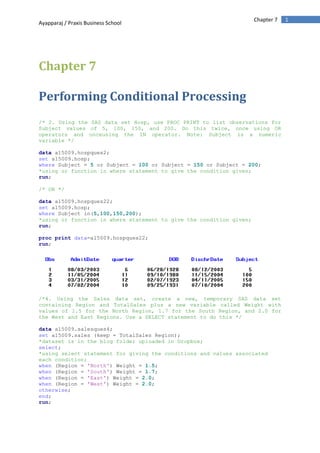 SAS Ron Cody Solutions for even Number problems from Chapter 7 to 15 | PDF