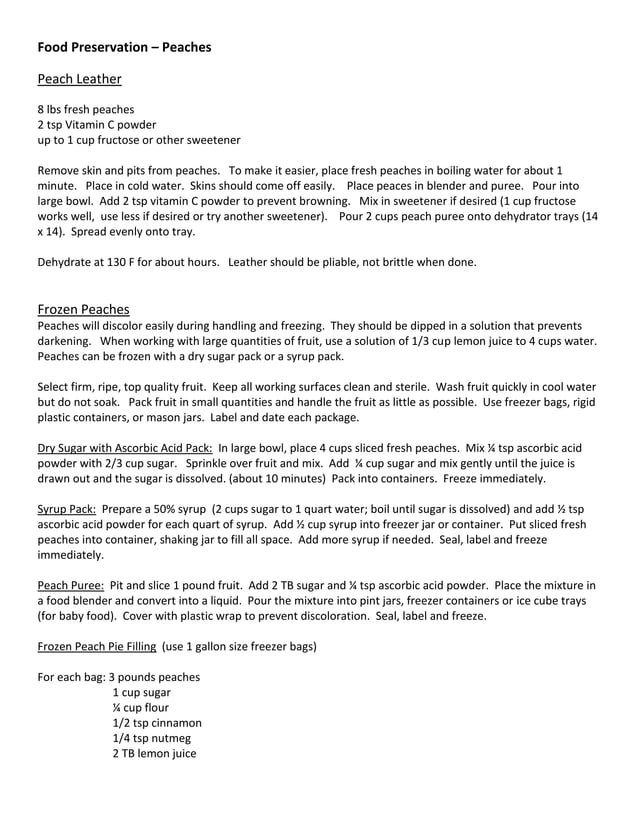 Food Preservation Peaches | PDF