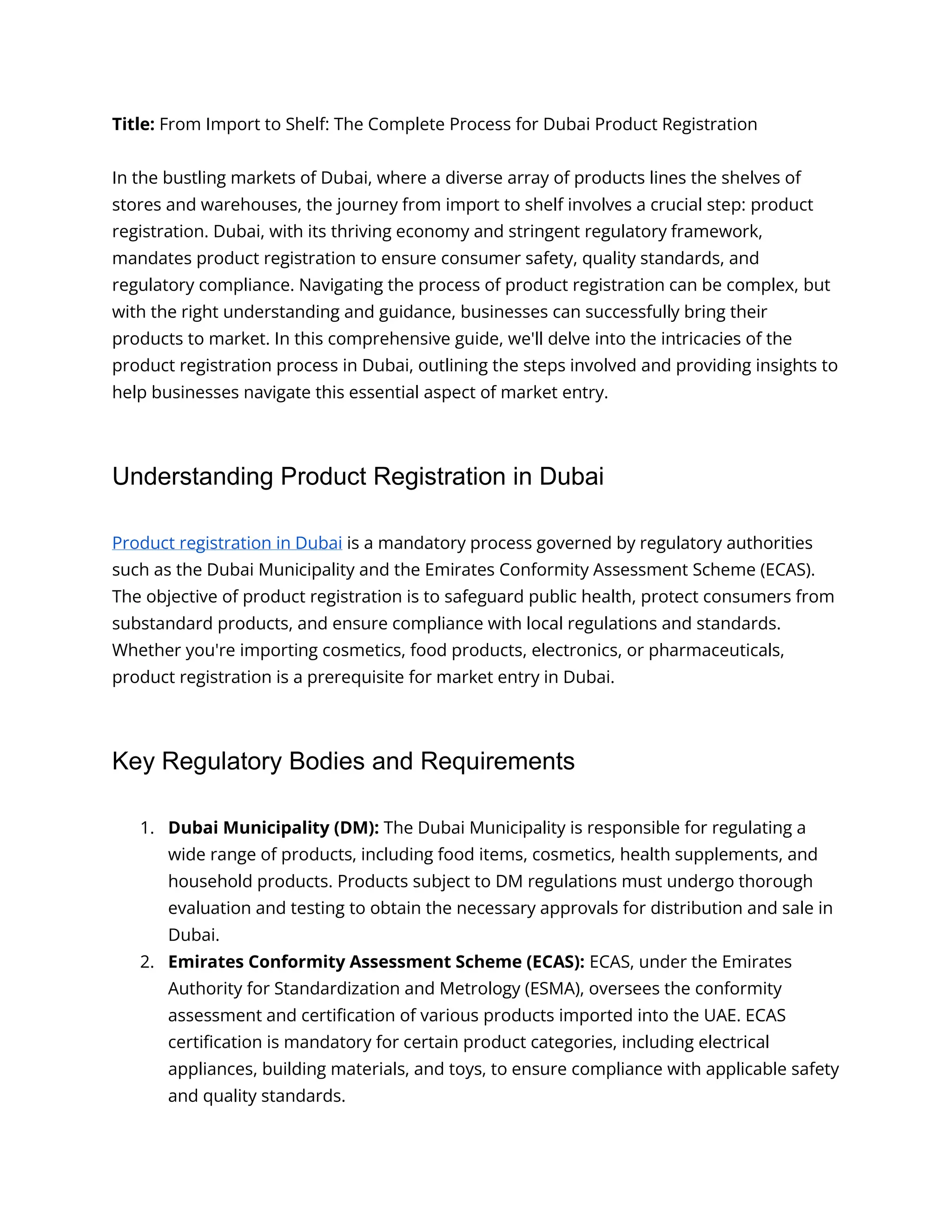 From Import to Shelf: The Complete Process for Dubai Product Registration | DOCX