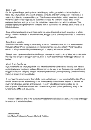 Comparing Blogger And Wordpress | PDF