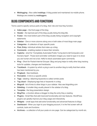 Bloggers glossary | PDF | Internet for Beginners | Internet