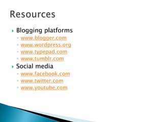 Blogging 101 - Brian Cormier | PPTX | Internet for Beginners | Internet