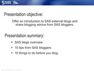 Blogging Tips from SAS Bloggers | PPTX