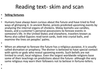 Blog grade11 for- reading -telling fortunes | PPT