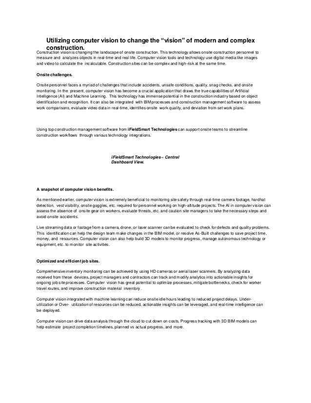 Utilizing computer vision to change the “vision” of modern and complex ...