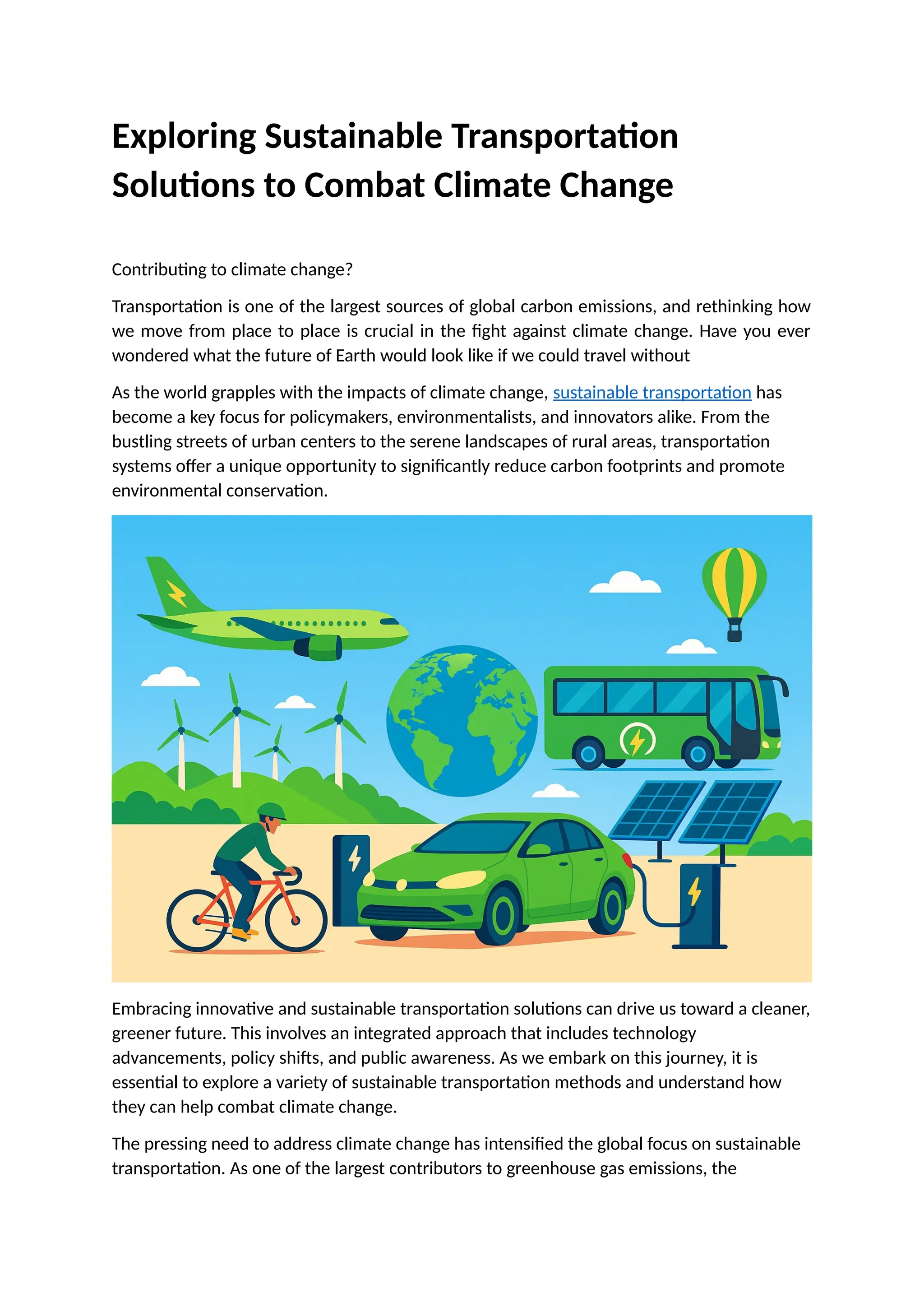 Exploring Sustainable Transportation Solutions to Combat Climate Change ...