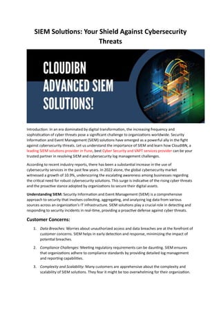 Power Of SIEM Solutions With CloudIBN | PDF