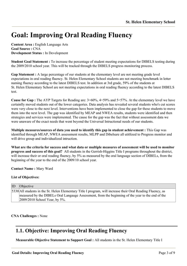 Blogoralreadingfluencygoals | PDF