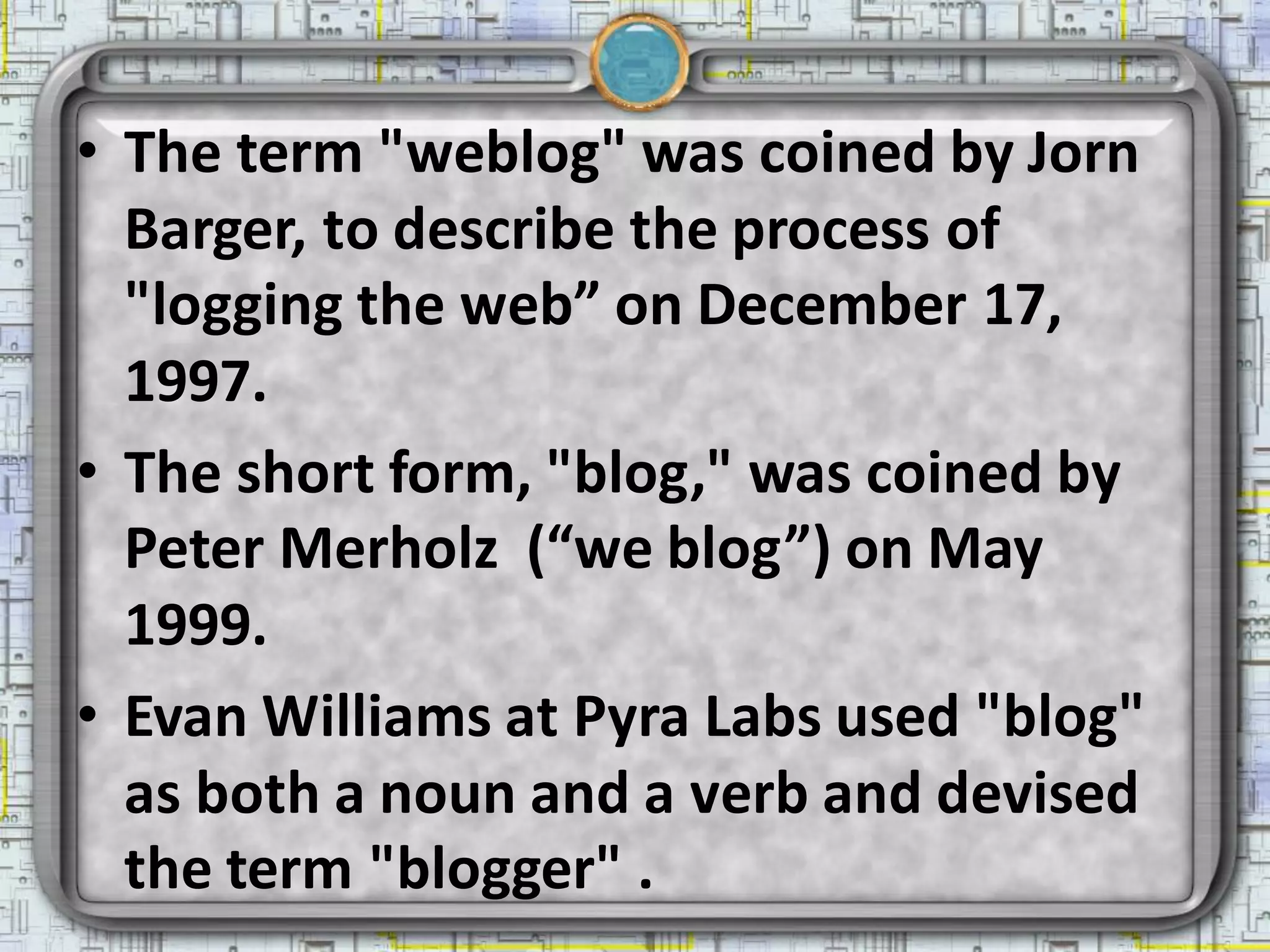 Blog Origins | PPT