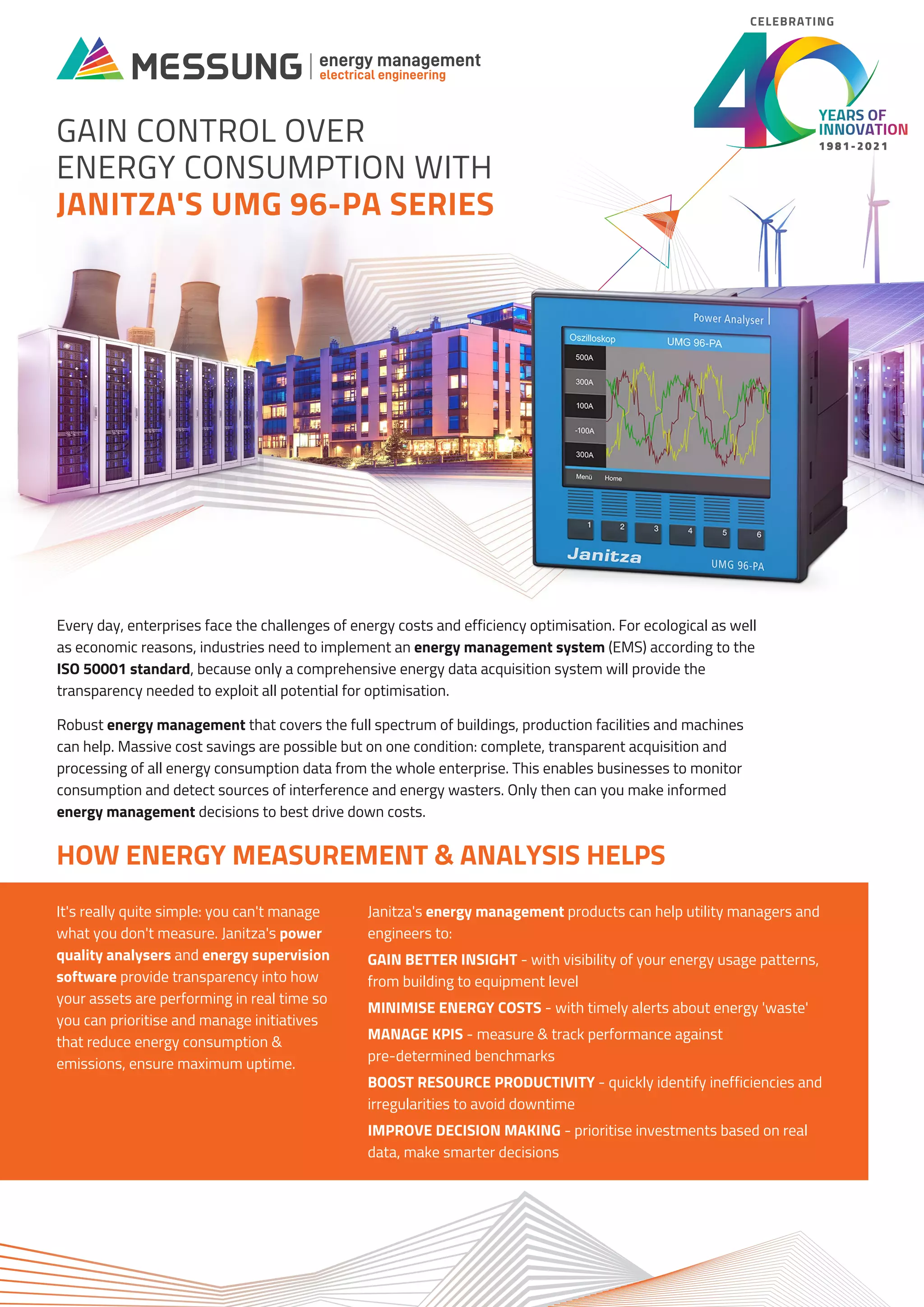 GAIN CONTROL OVER ENERGY CONSUMPTION WITH JANITZA'S UMG 96-PA SERIES | PDF