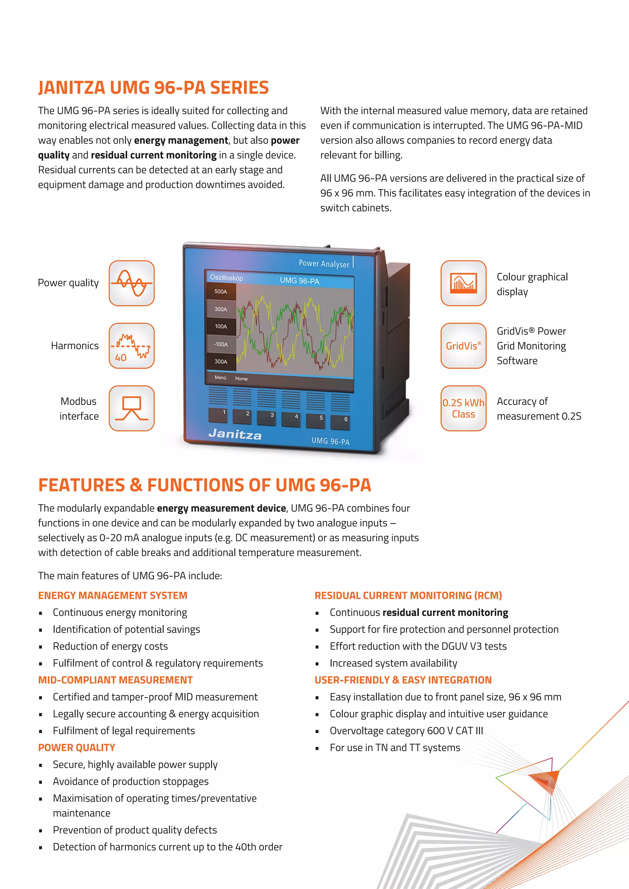 GAIN CONTROL OVER ENERGY CONSUMPTION WITH JANITZA'S UMG 96-PA SERIES | PDF