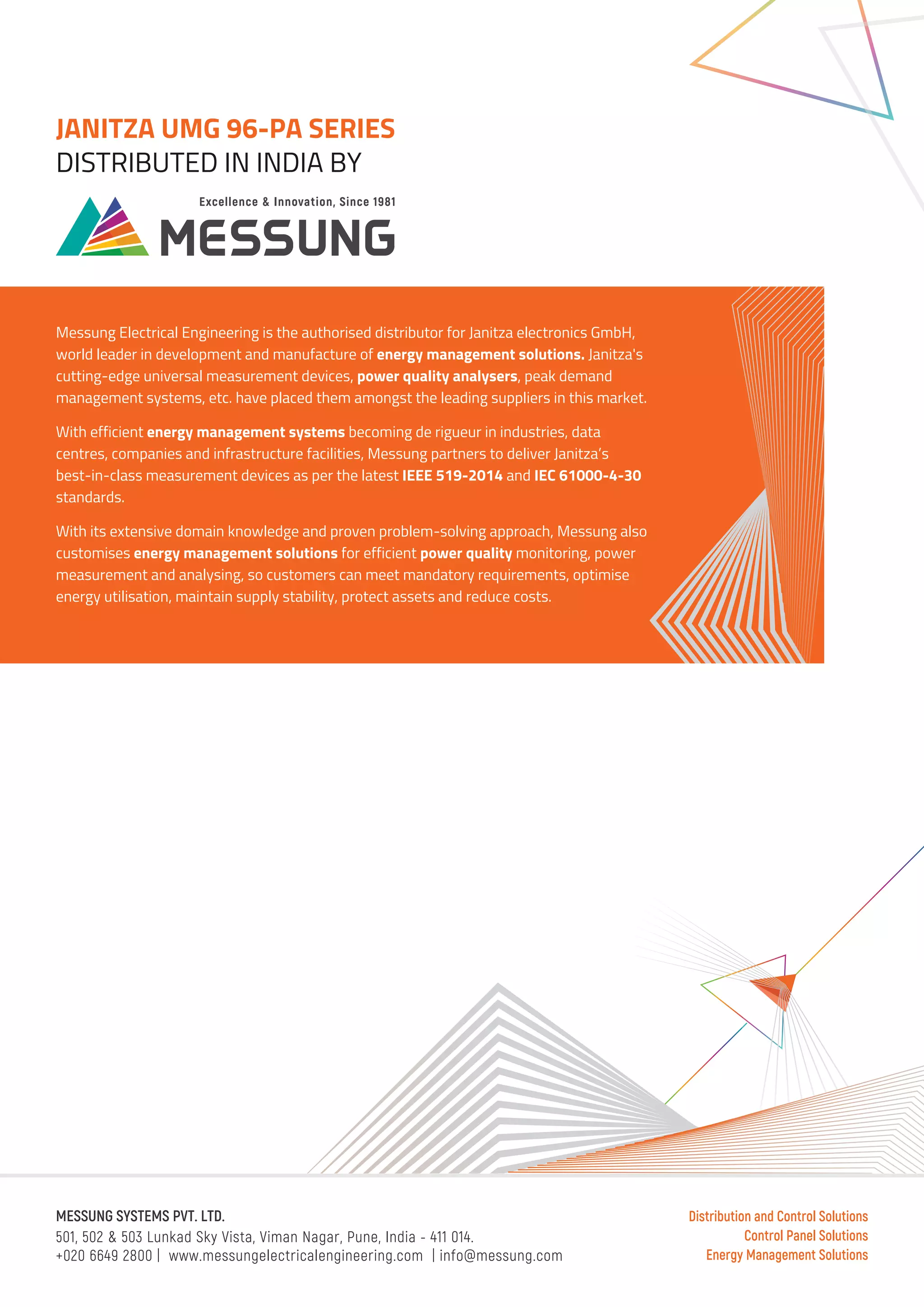 GAIN CONTROL OVER ENERGY CONSUMPTION WITH JANITZA'S UMG 96-PA SERIES | PDF