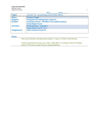 University Class Professor's Lecture Template Example | DOC