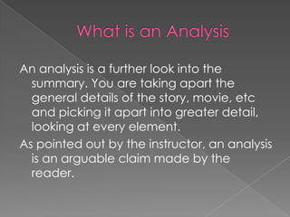 Summary Vs. Analysis | PPTX