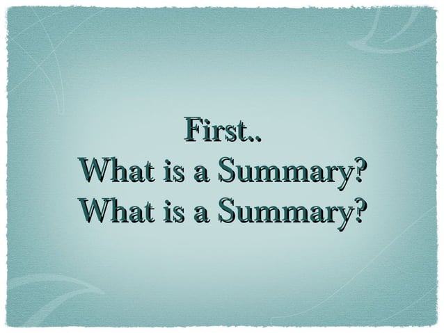 Summary Vs. Analysis | PPT
