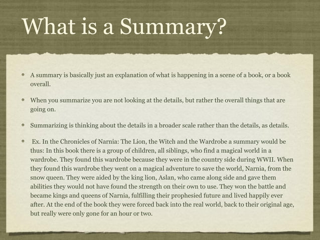 Summary Vs. Analysis | PPT