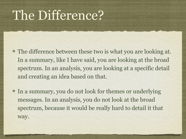 Summary Vs. Analysis | PPT
