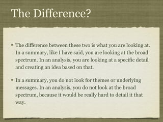 Summary Vs. Analysis | PPT | Christianity | Religion & Spirituality