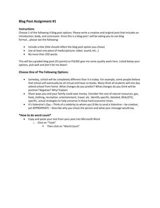 Blog Post Assignment | PDF