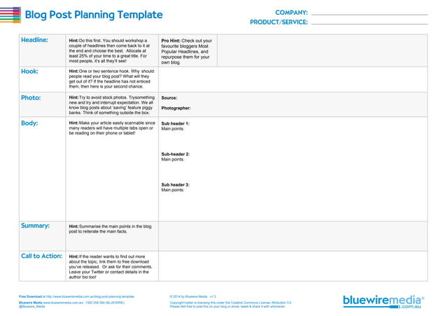 Blog Post Planning Template | PDF
