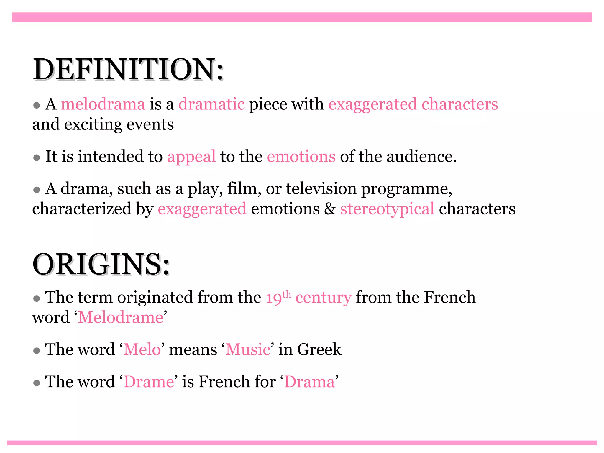 Sub-Genre - Melodrama | PPT