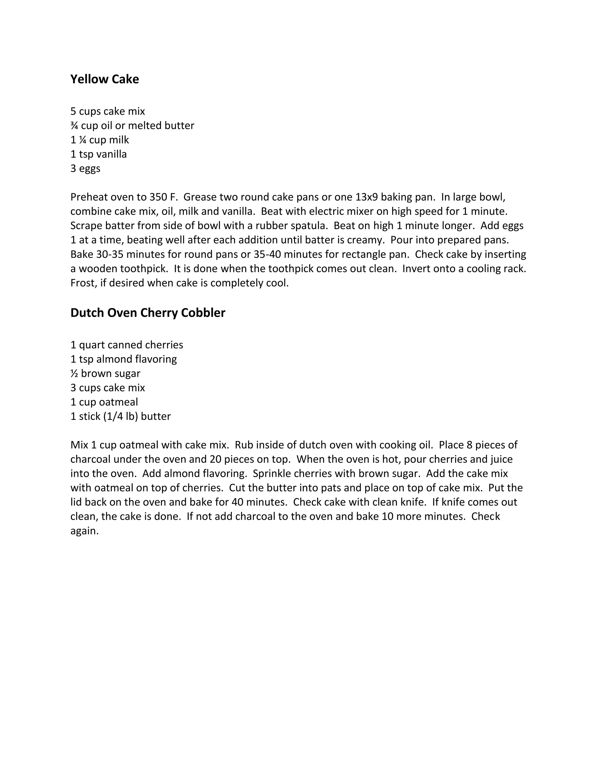 Quick Mixes Cake | DOCX