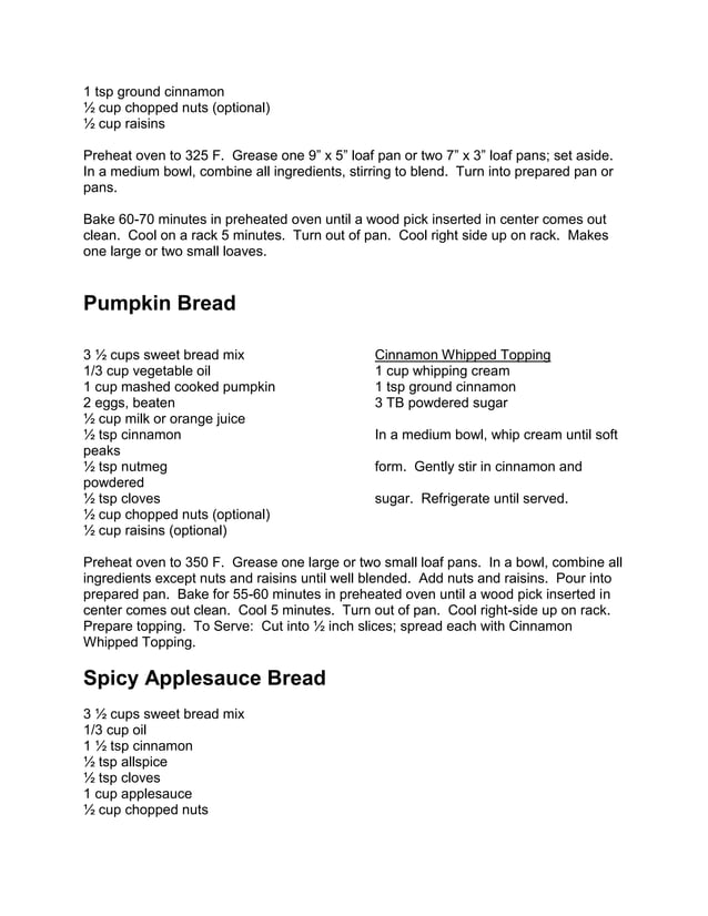 Quick Mixes Sweet Breads | PDF