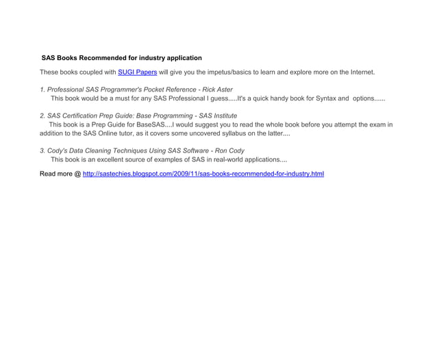 Learn SAS Programming | DOCX | Computing | Technology & Computing