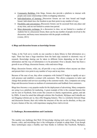 Blogs and discussion forum as a medium for knowledge sharing | DOCX ...