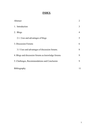 Blogs and discussion forum as a medium for knowledge sharing | DOCX ...