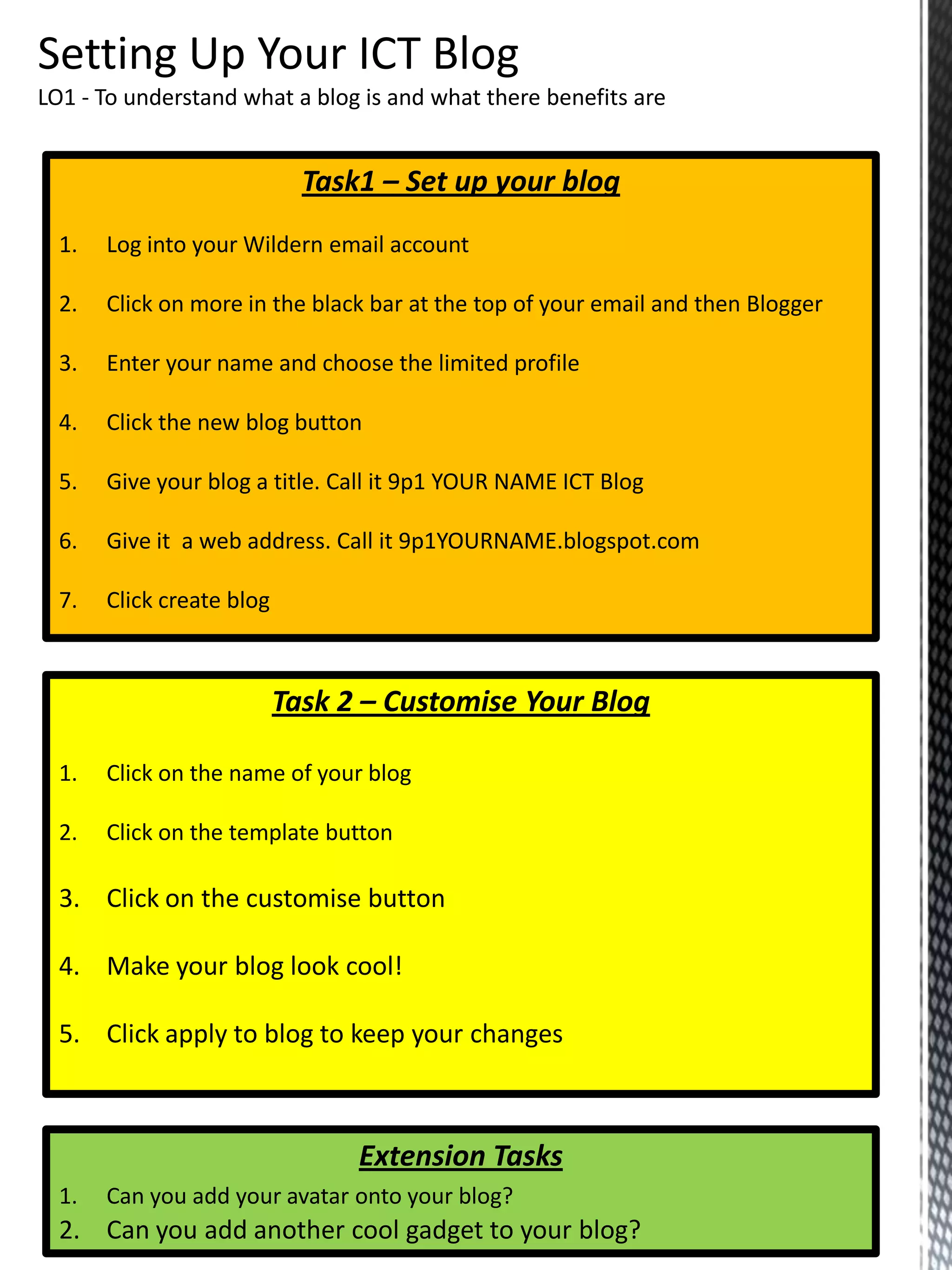 9p1 Setting Up Your Blog | PPTX