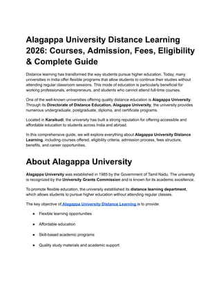 alagappa distance education univeristy guide | PDF
