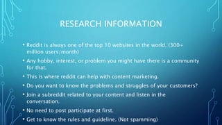 Reddit & Content Marketing | PPT