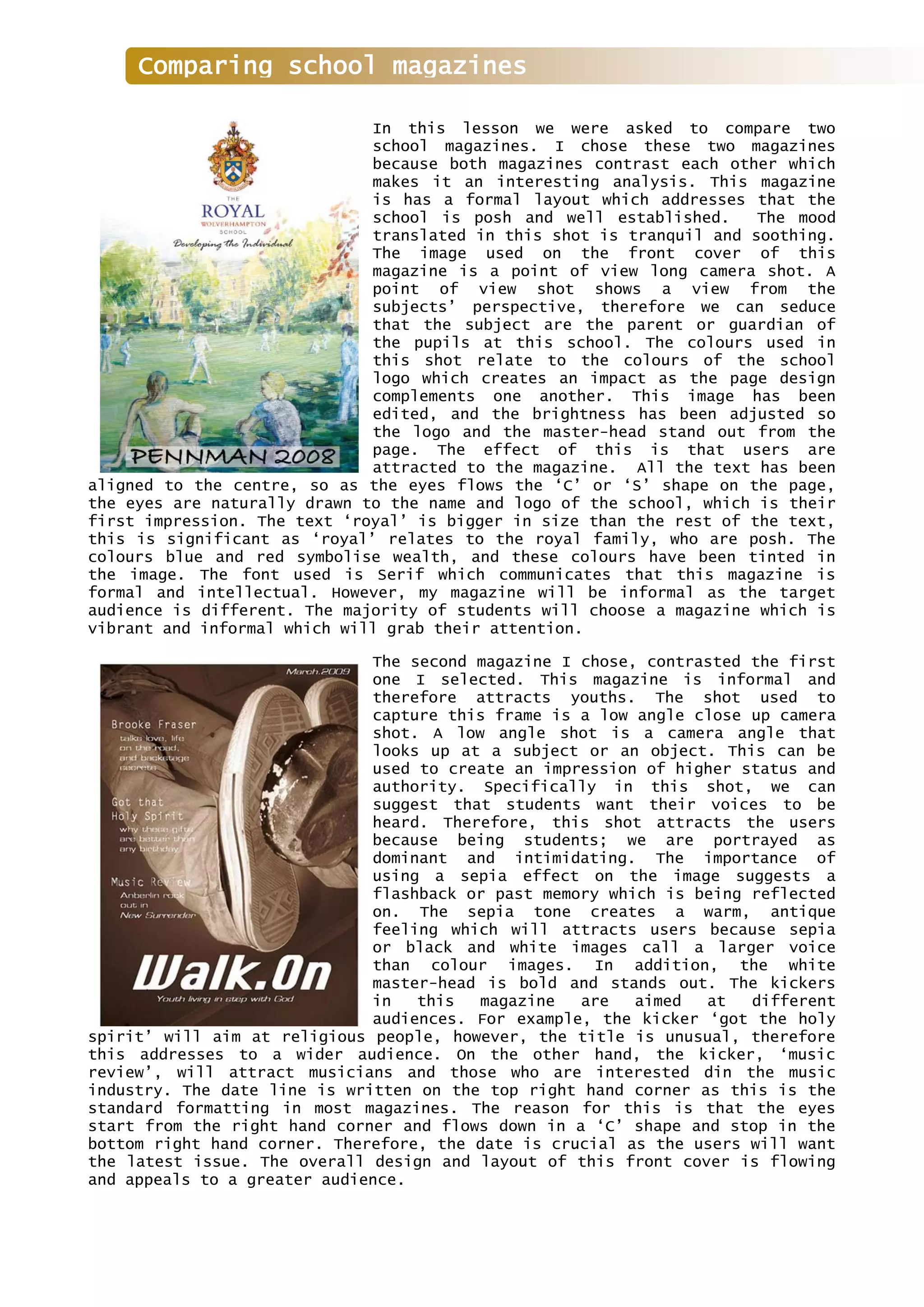 Media Studies - school magazine project | PDF