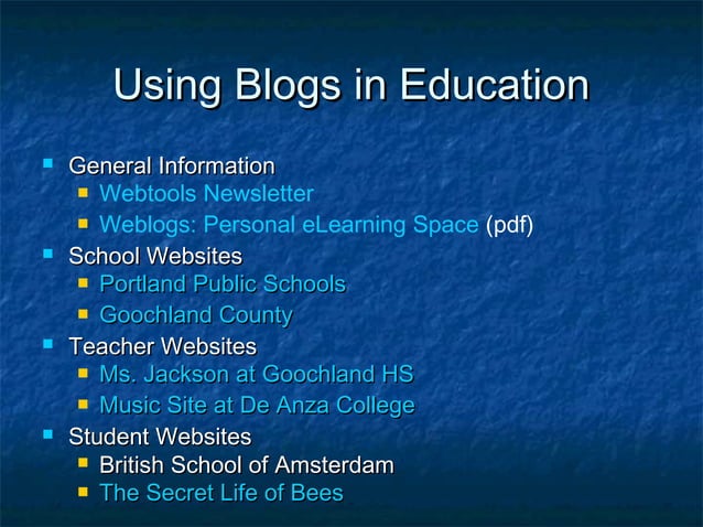 Blogs For Education | PPT