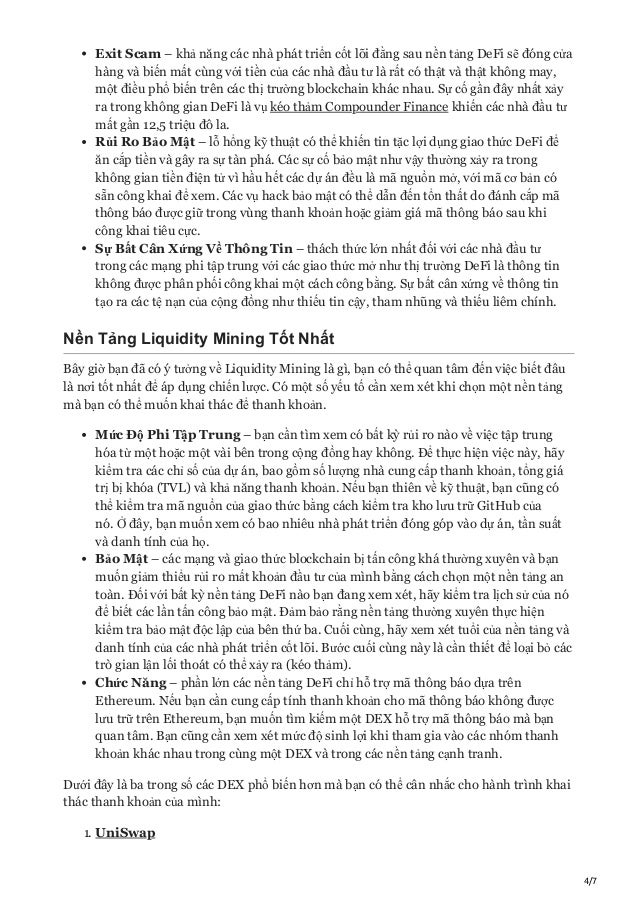 Liquidity Mining Là Gì? Tìm Hiểu Về Khai Thác Thanh Khoản | PDF