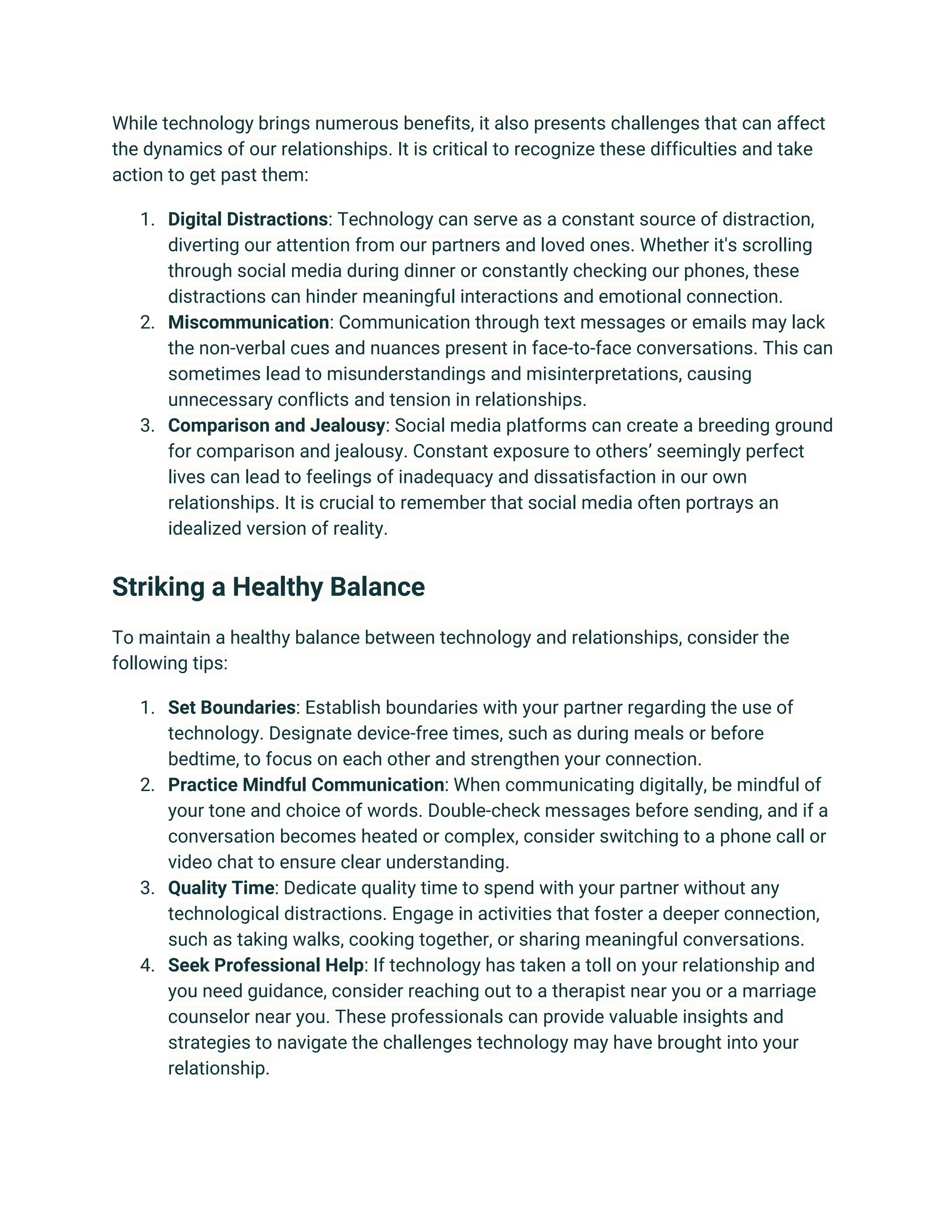 the role of technology in relationship. | DOCX