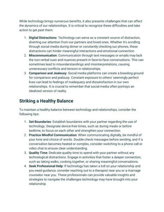 the role of technology in relationship. | DOCX | Social Networking ...