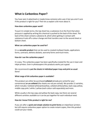 What Is Carbonless Paper? | PDF