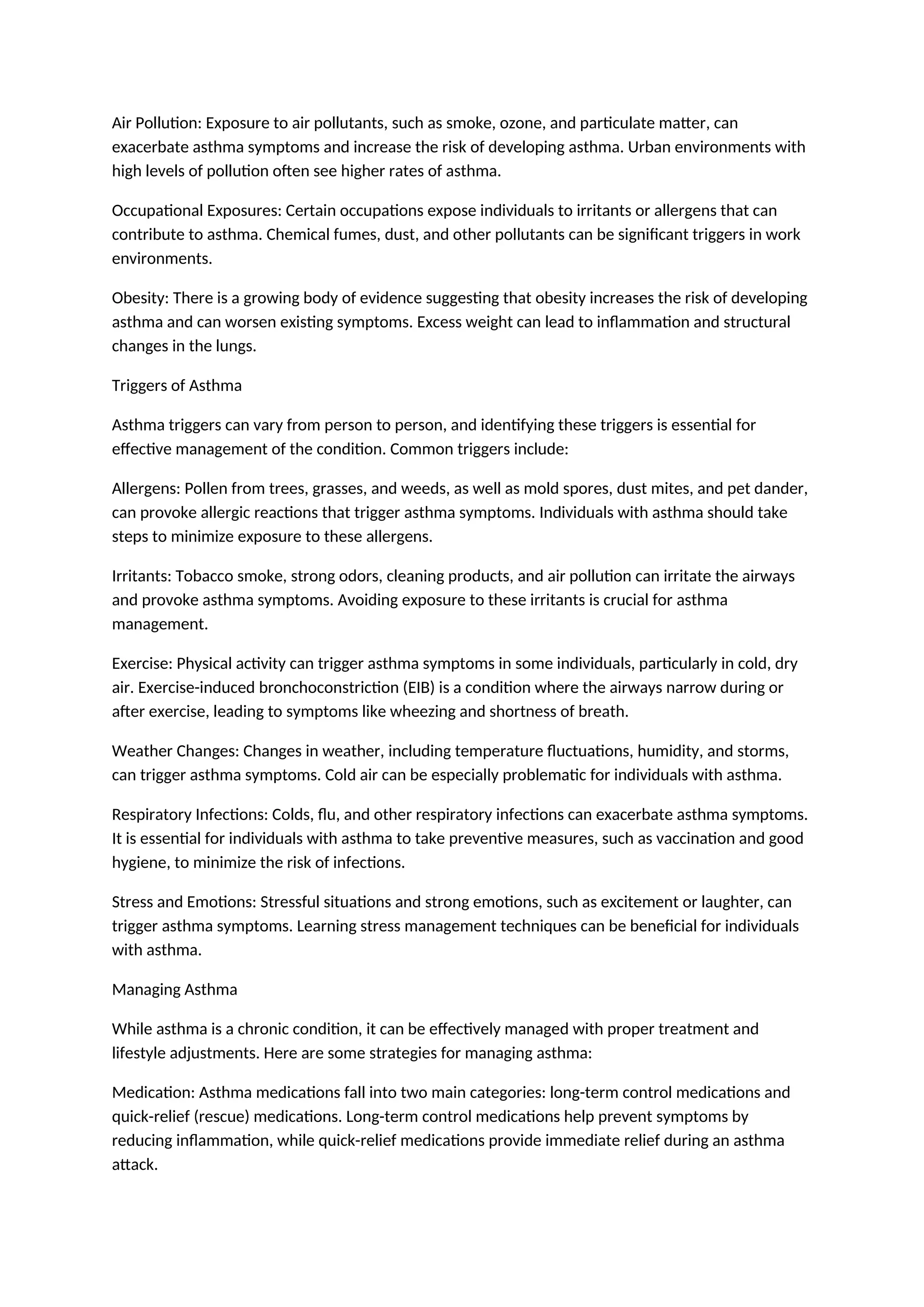 What is Asthma: Symtoms, Main Causes and Triggers | DOCX