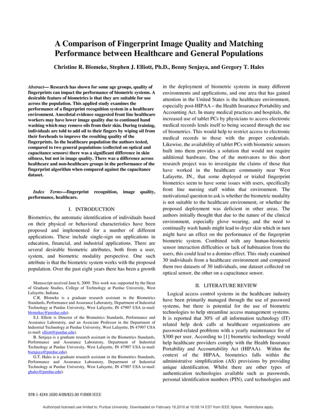 (2009) A Comparison of Fingerprint Image Quality and Matching Performance between Healthcare and ...