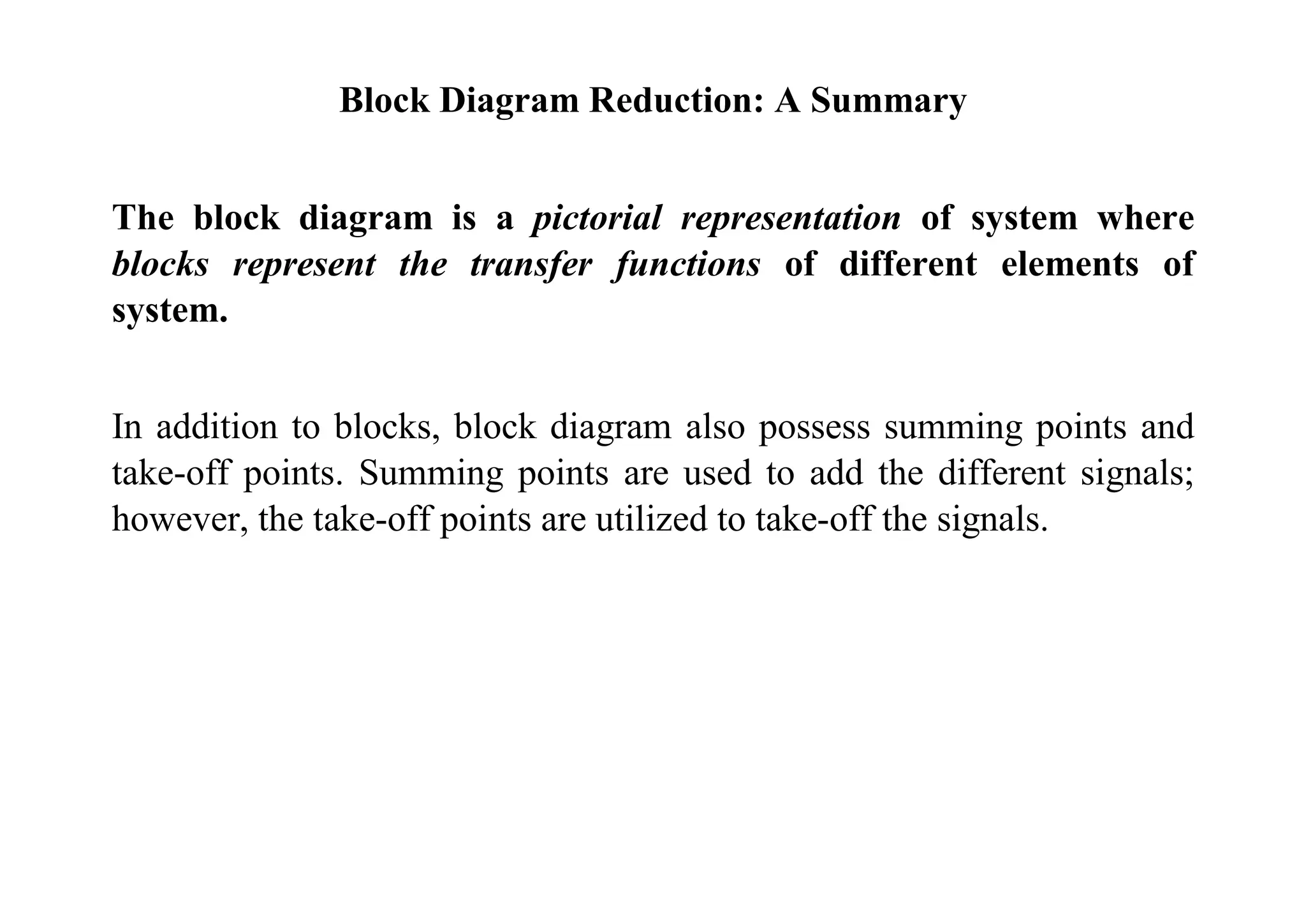 Bloock Diagram Reduction Summary in control system.pdf