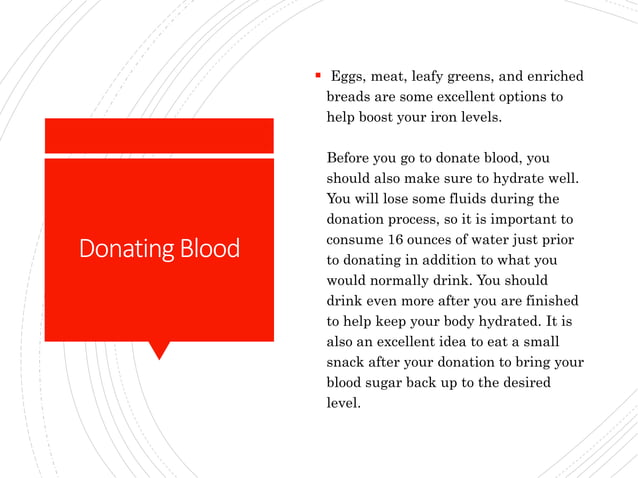 Best Foods to Eat before and after Donating Blood | PPT