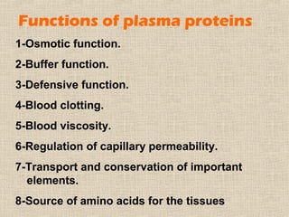 Blood #1, Plasma - Physiology | PPT