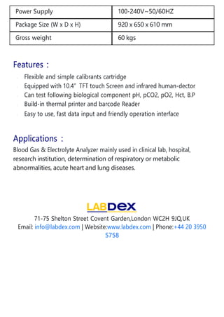 Blood Gas and Electrolyte Analyzer LX101BGA | PDF