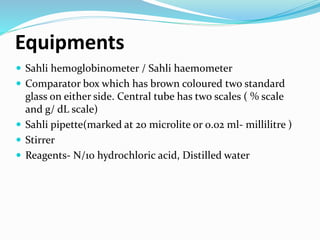 Blood haemoglobin estimation | PPTX