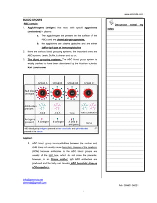 Blood Sample Chapter Key Notes | PDF