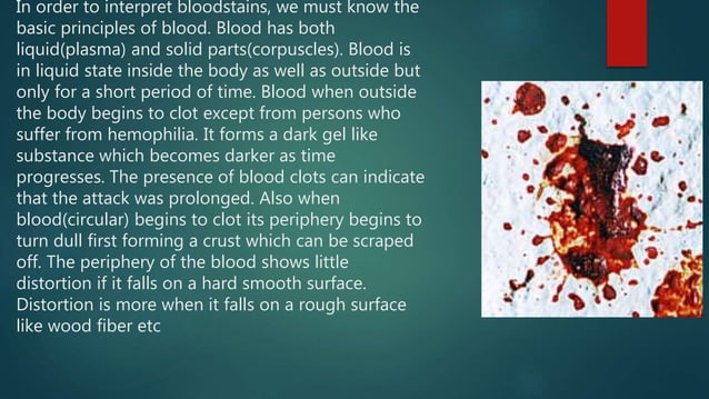 Bloodstain pattern analysis | PPTX | Blood Disorders | Diseases and ...